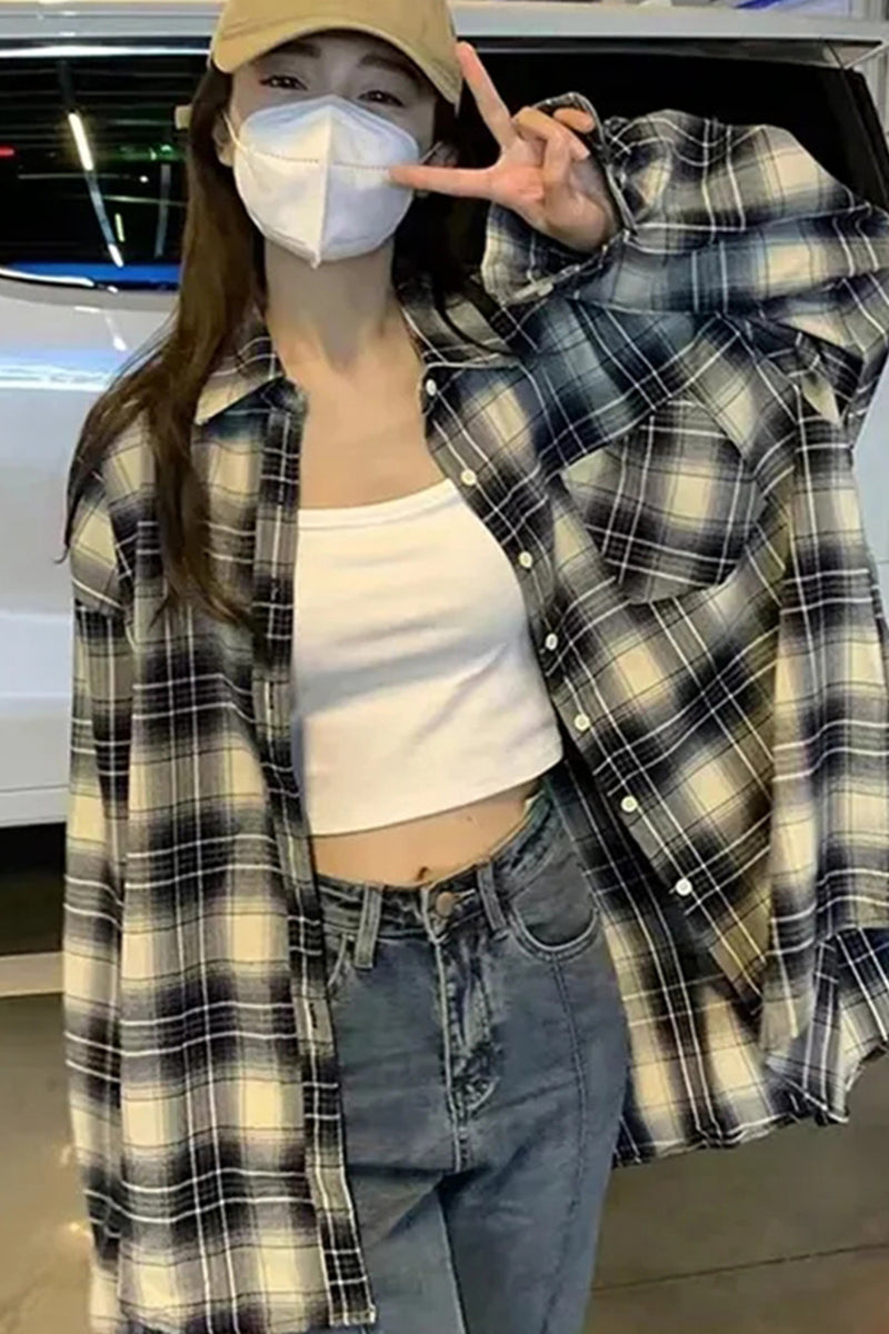 Loose Oversize Plaid Blouse Shirt – Nada Outfit Land