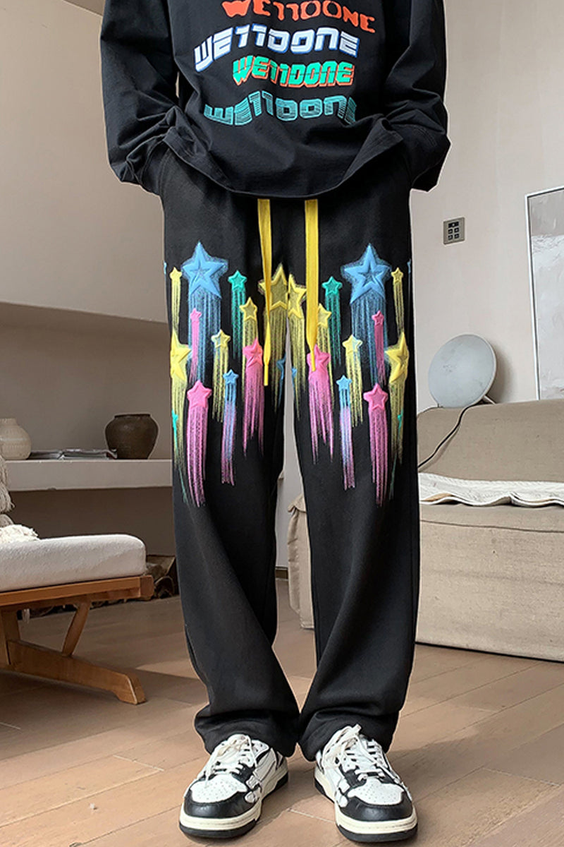 Loose Colorful Stars Pattern Hip Hop Sweatpants – Nada Outfit Land