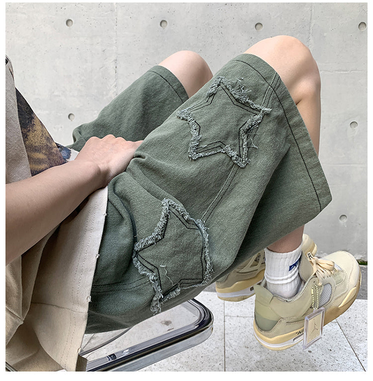 Stars Patchwork Embroidered Shorts Pants – Nada Outfit Land