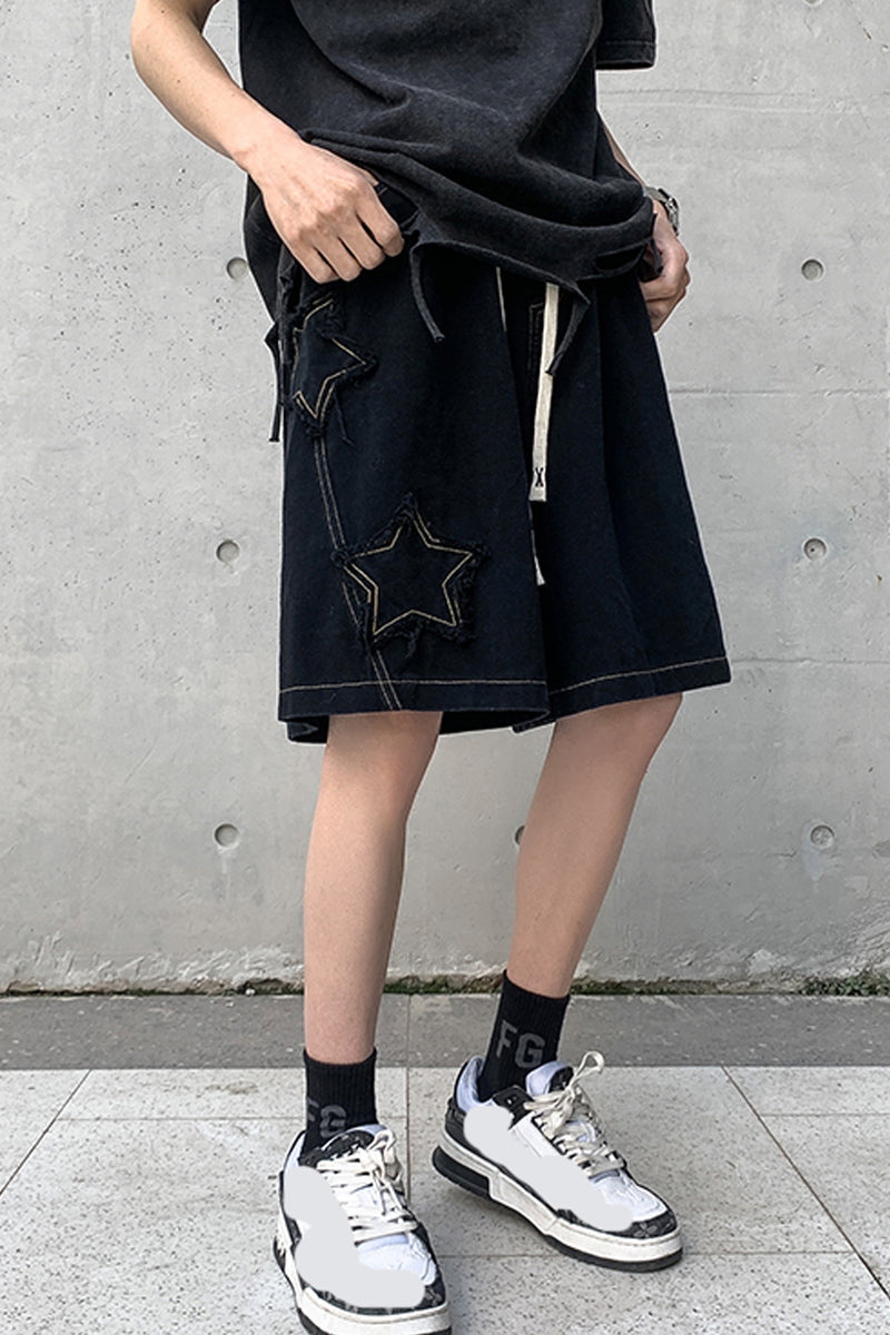 Stars Patchwork Embroidered Shorts Pants – Nada Outfit Land