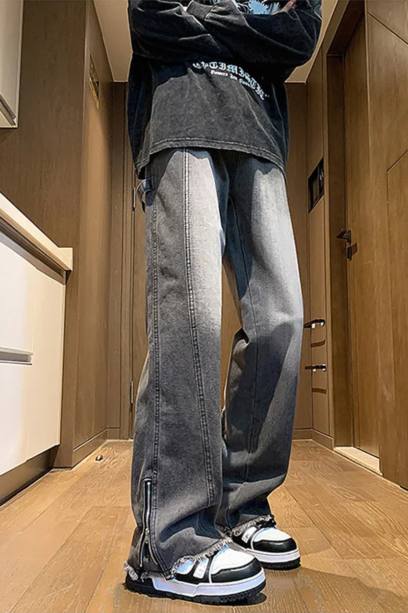 Loose Side Slit Zipper Men Jeans Pants – Nada Outfit Land