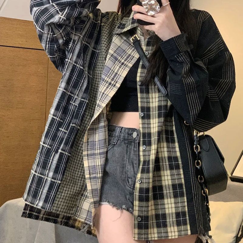 Long Sleeve Multi Colored Plaid Blouse Shirt – Nada Outfit Land