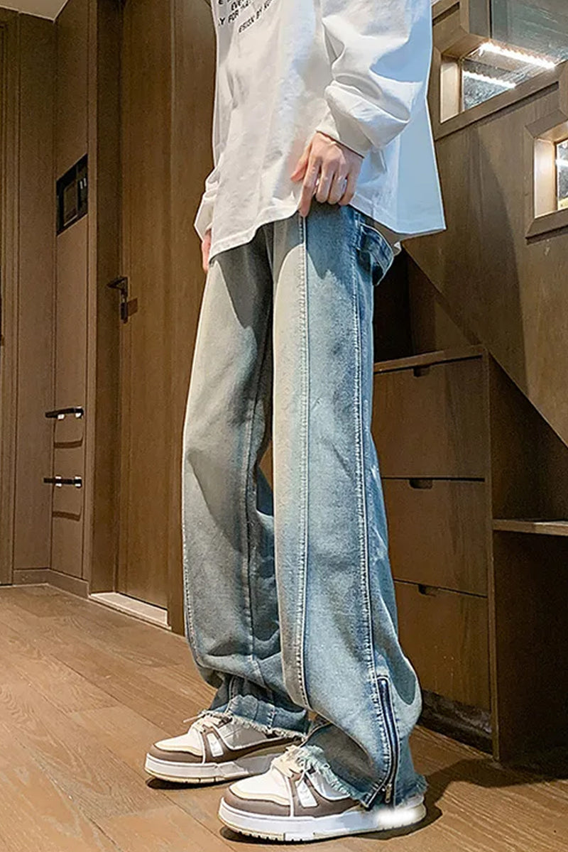 Loose Side Slit Zipper Men Jeans Pants – Nada Outfit Land