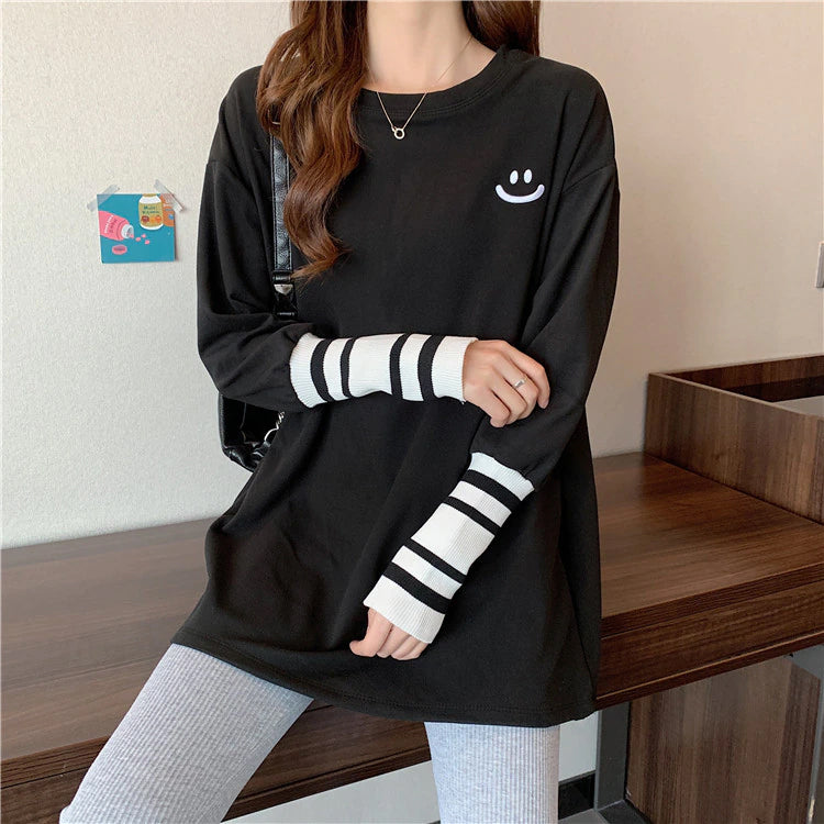Long Sleeve Smile Emoticon Casual Shirts – Nada Outfit Land