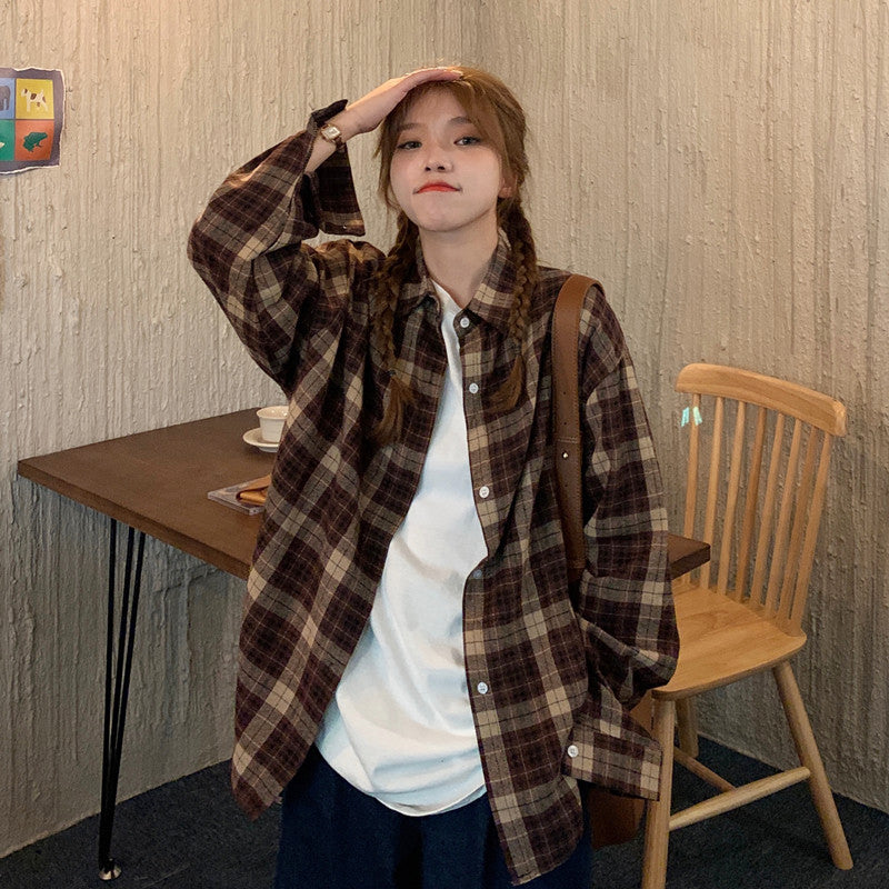 Retro Plaid Colors Casual Blouse Shirt – Nada Outfit Land