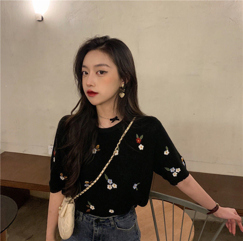 Short Sleeve Floral Embroidered Retro Shirts – Nada Outfit Land