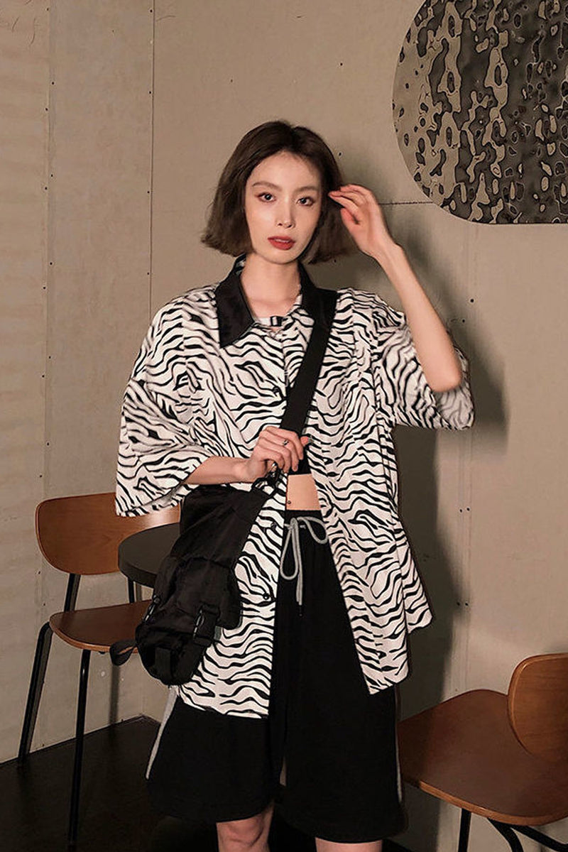 Zebra Art Pattern Loose Blouse Shirt – Nada Outfit Land