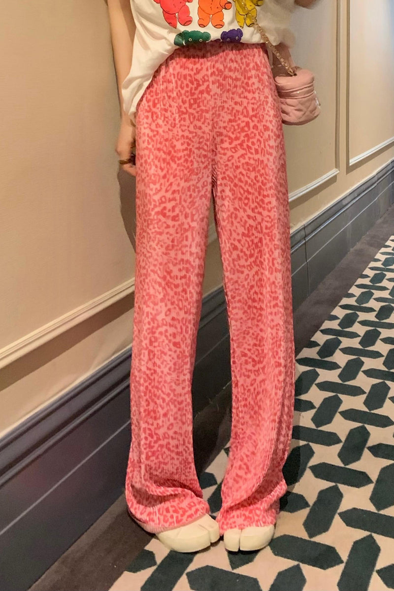 High Waist Pink Leopard Pattern Loose Pants – Nada Outfit Land