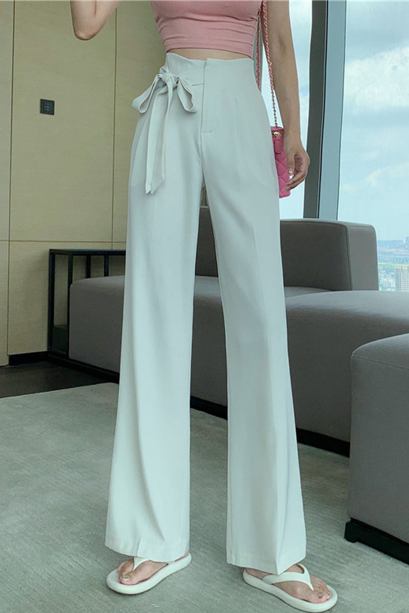 High Waist Loose Side Rope Tie Office Long Pants – Nada Outfit Land