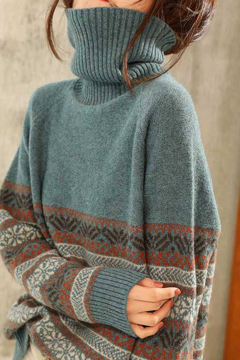 Loose Turtleneck Retro Knitted Sweater – Nada Outfit Land
