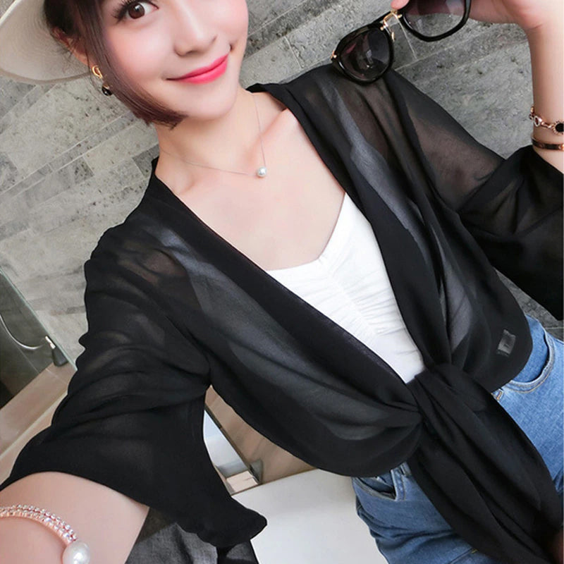 Chiffon Thin Transparent Outer Tops – Nada Outfit Land