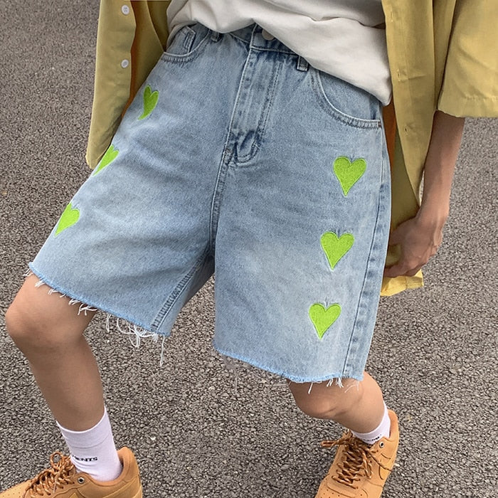 High Waist Cute Heart Shape Vintage Shorts Jeans – Nada Outfit Land