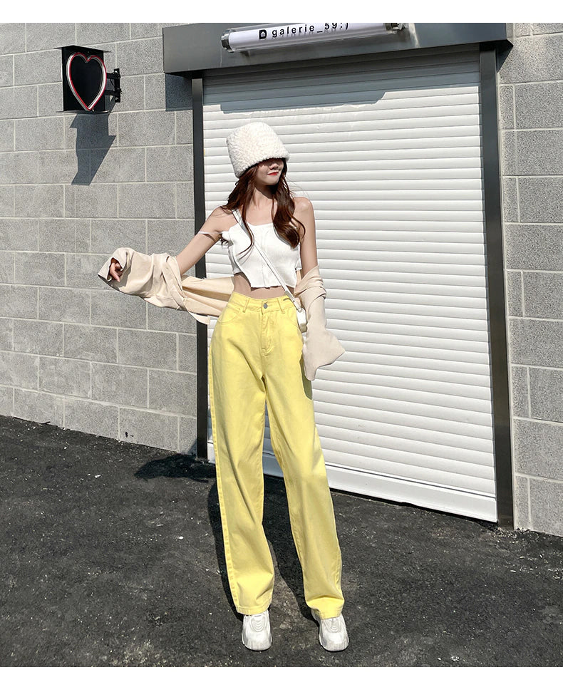 High Waist Pastel Colors Long Jeans Pants – Nada Outfit Land