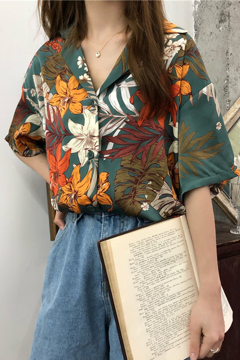 Short Sleeve Vintage Flowers Blouse Shirt – Nada Outfit Land