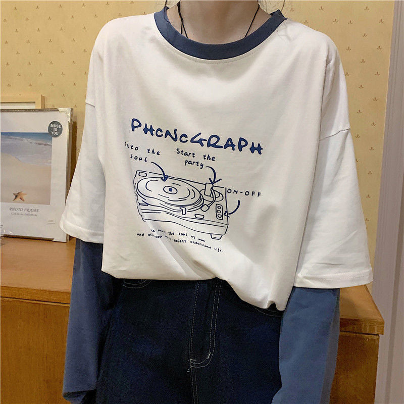 Phonograph Long Sleeve Two Style Combination Shirt – Nada Outfit Land