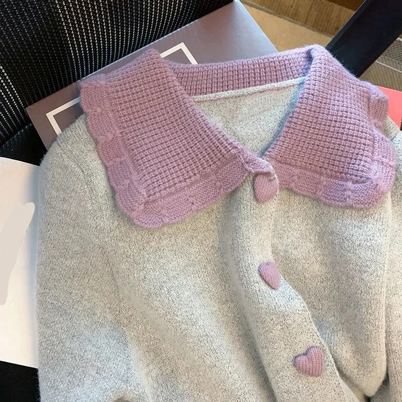 Love Button Peter Pan Collar Cardigan Sweater – Nada Outfit Land