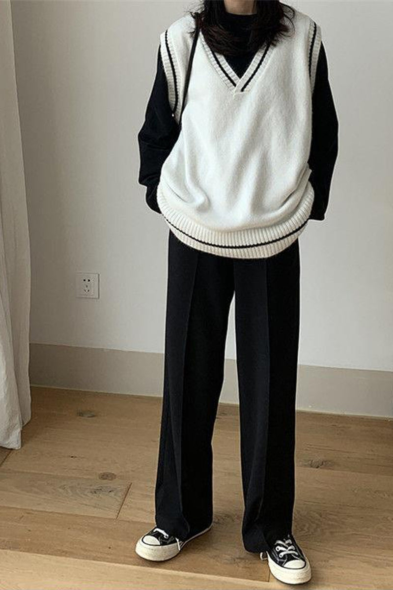 Simple Retro Colors Knitted Vest Sweater – Nada Outfit Land