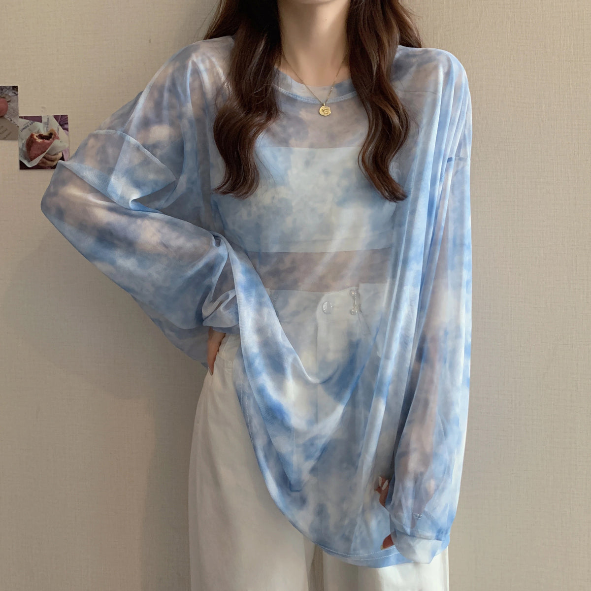 Long Sleeve Tie Dye Sun Proof O-Neck Shirt – Nada Outfit Land