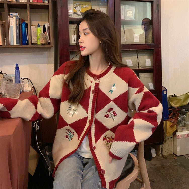 Loose Floral Embroidery Sweet Cardigan Sweater – Nada Outfit Land