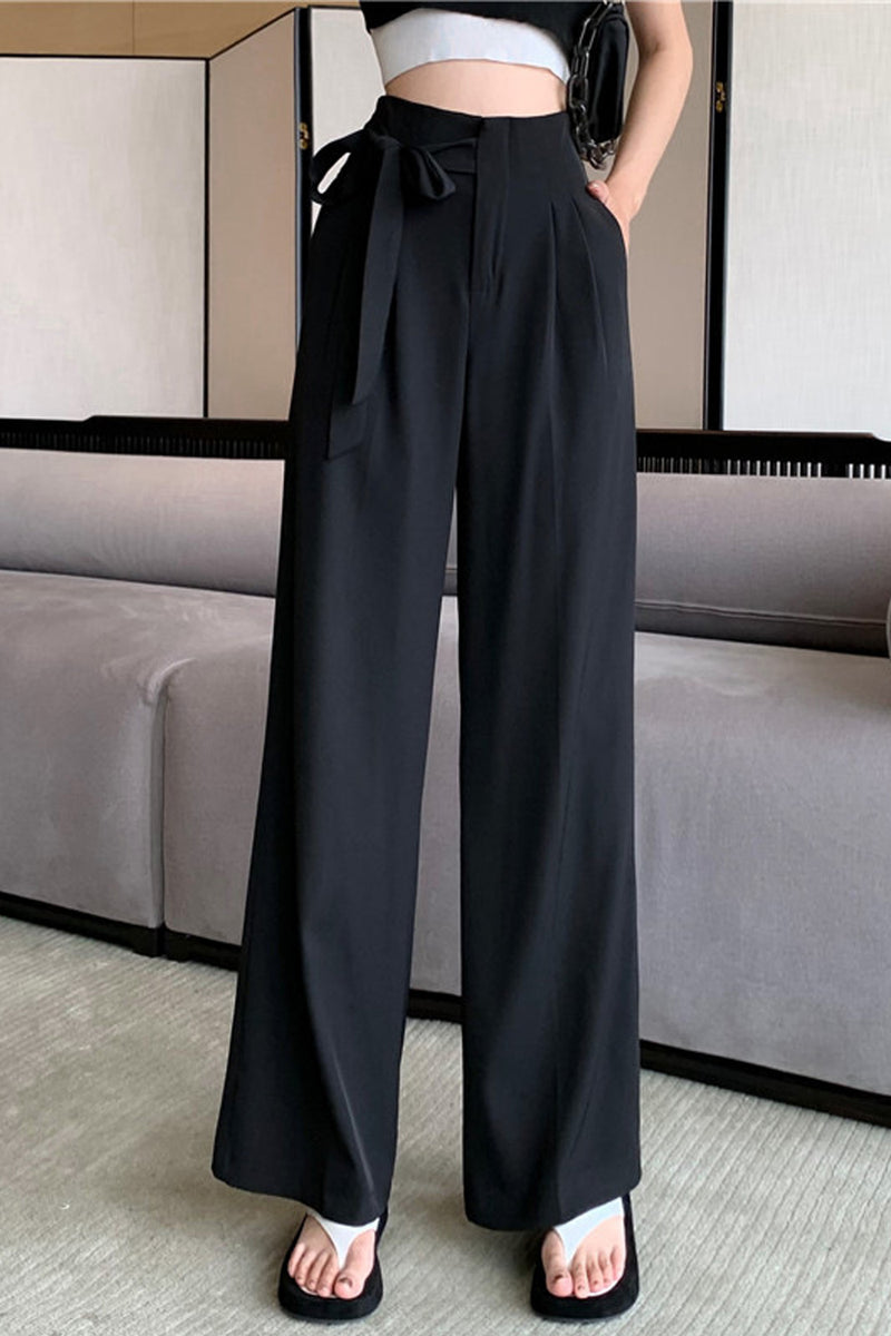 High Waist Loose Side Rope Tie Office Long Pants – Nada Outfit Land