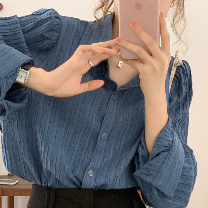 Long Sleeve Folds Style Blouse Shirts – Nada Outfit Land