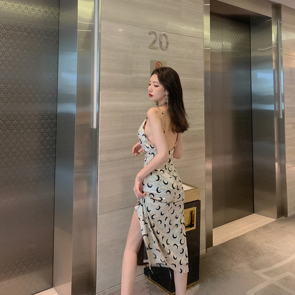 Moon Pattern Slim Sexy Dress – Nada Outfit Land