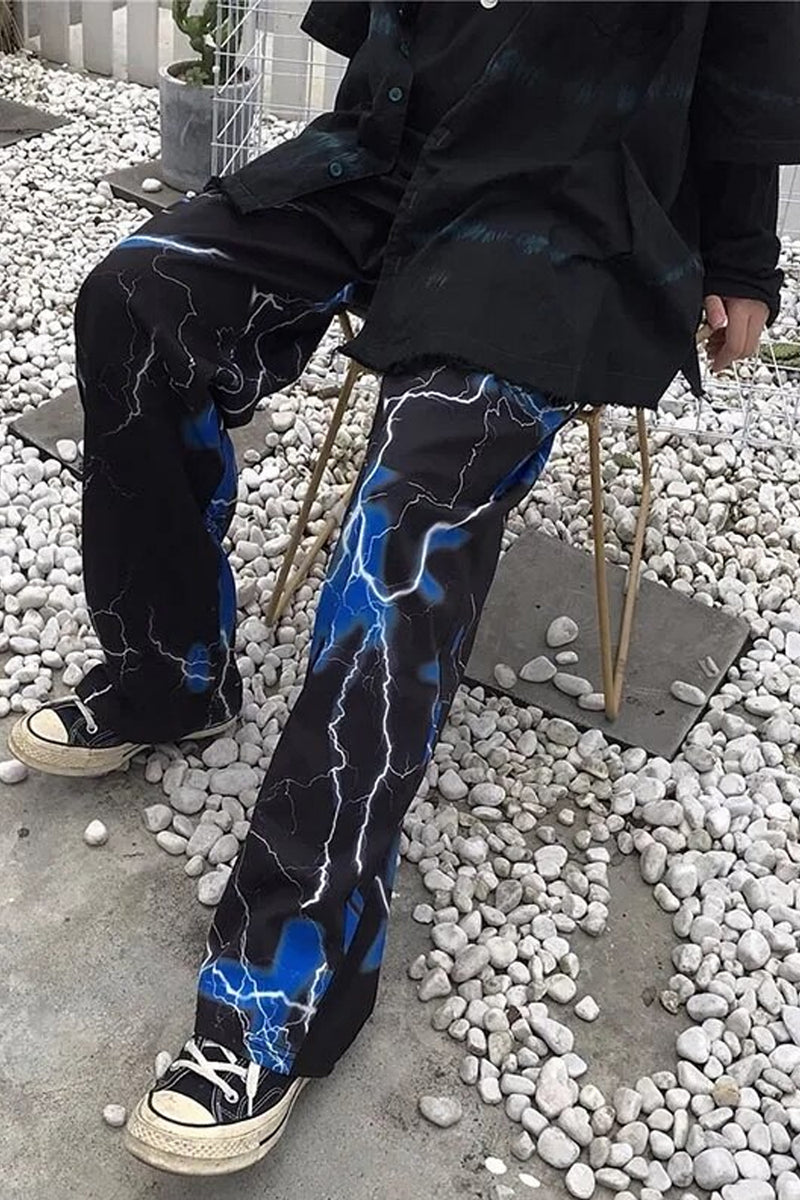 Loose Hip Hop Dark Thunder Lightning Long Pants – Nada Outfit Land