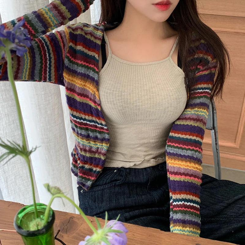 Long Sleeve V-Neck Striped Slim Sweater – Nada Outfit Land