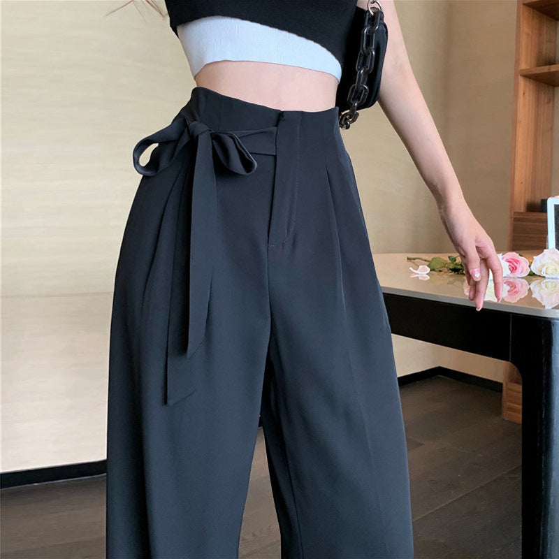 High Waist Loose Side Rope Tie Office Long Pants – Nada Outfit Land