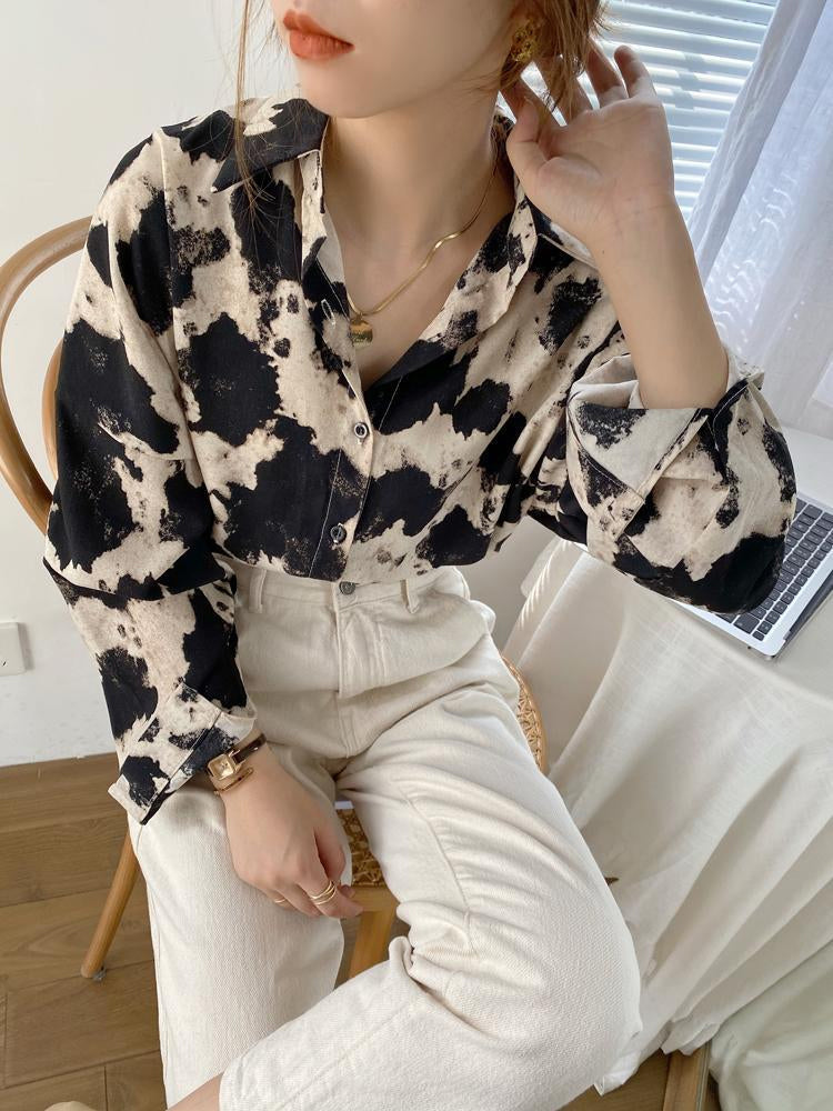 Milk Tie Dye Long Sleeve Blouse Shirt – Nada Outfit Land