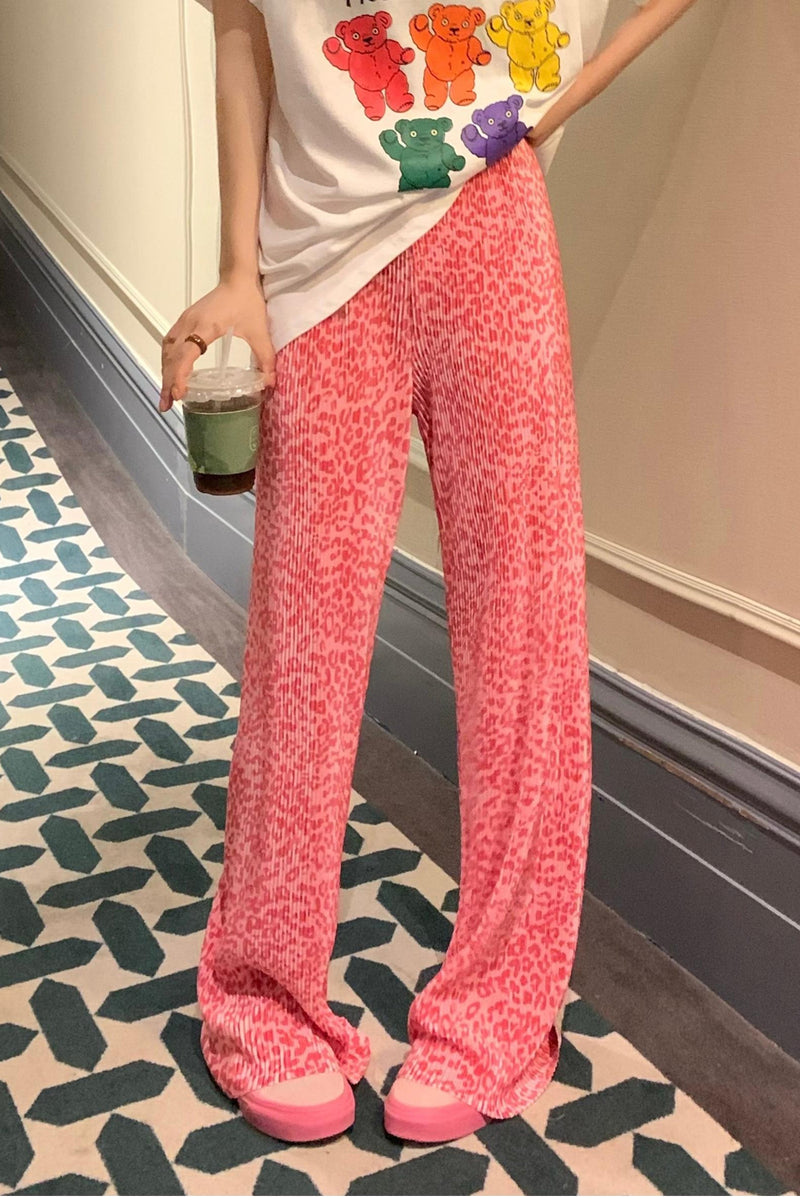 High Waist Pink Leopard Pattern Loose Pants – Nada Outfit Land