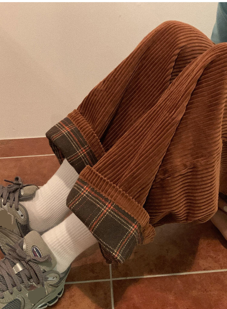 Back Side Plaid High Waist Corduroy Long Pants – Nada Outfit Land