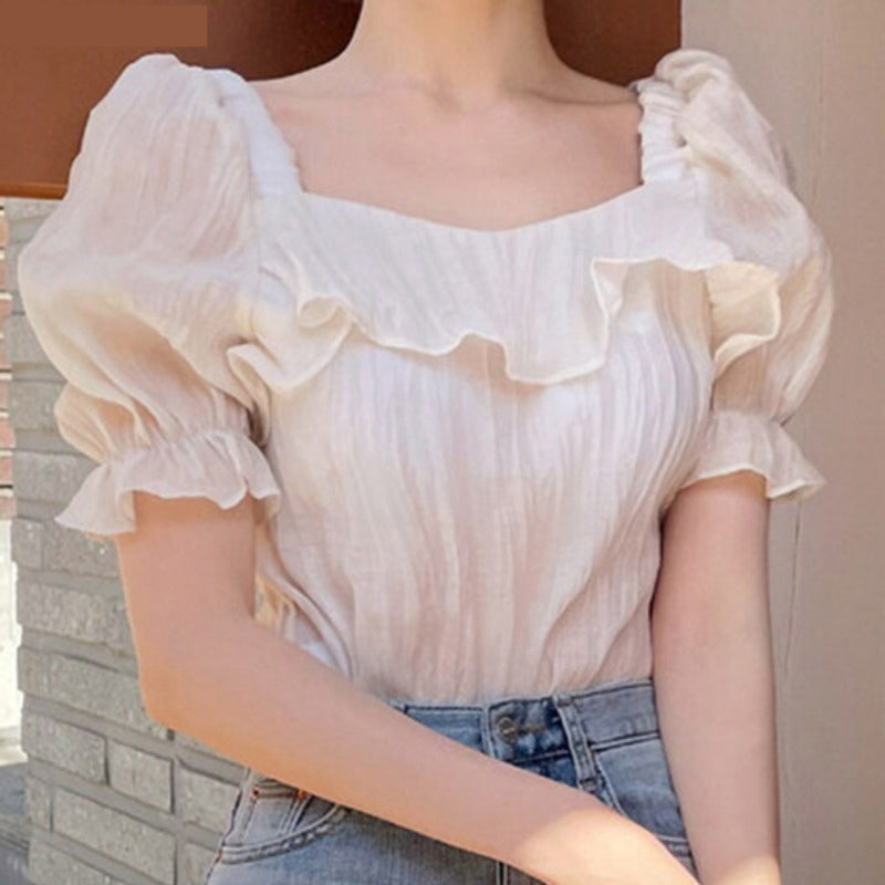Flare Short Sleeve Ruffle Blouse Shirts – Nada Outfit Land