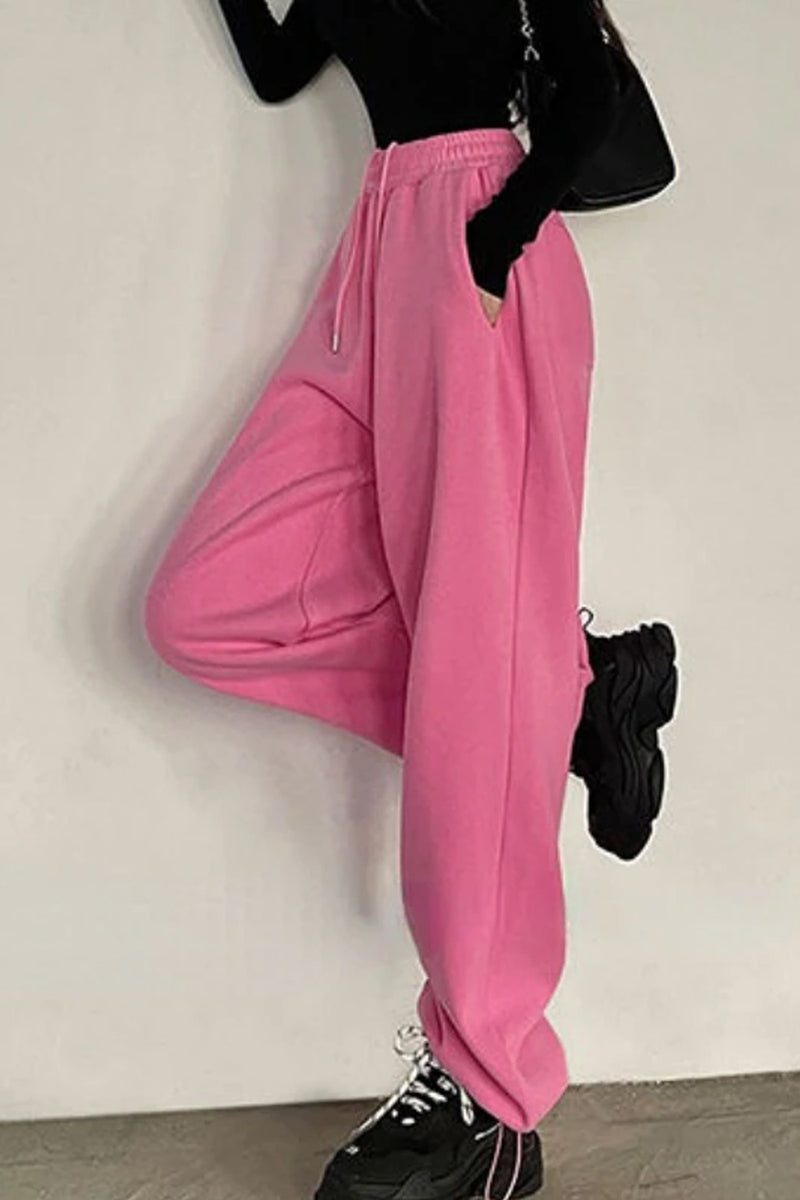 Loose Drawstring Pink Casual Jogger Sweatpants – Nada Outfit Land