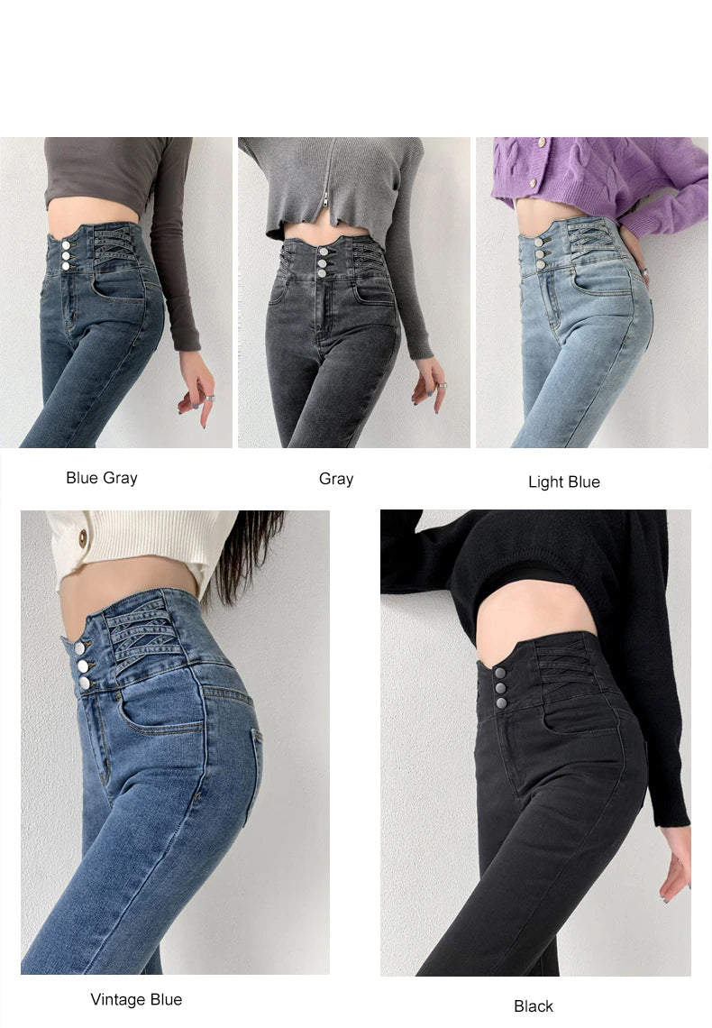 High Waist 3 Buttons Skinny Jeans Pants – Nada Outfit Land