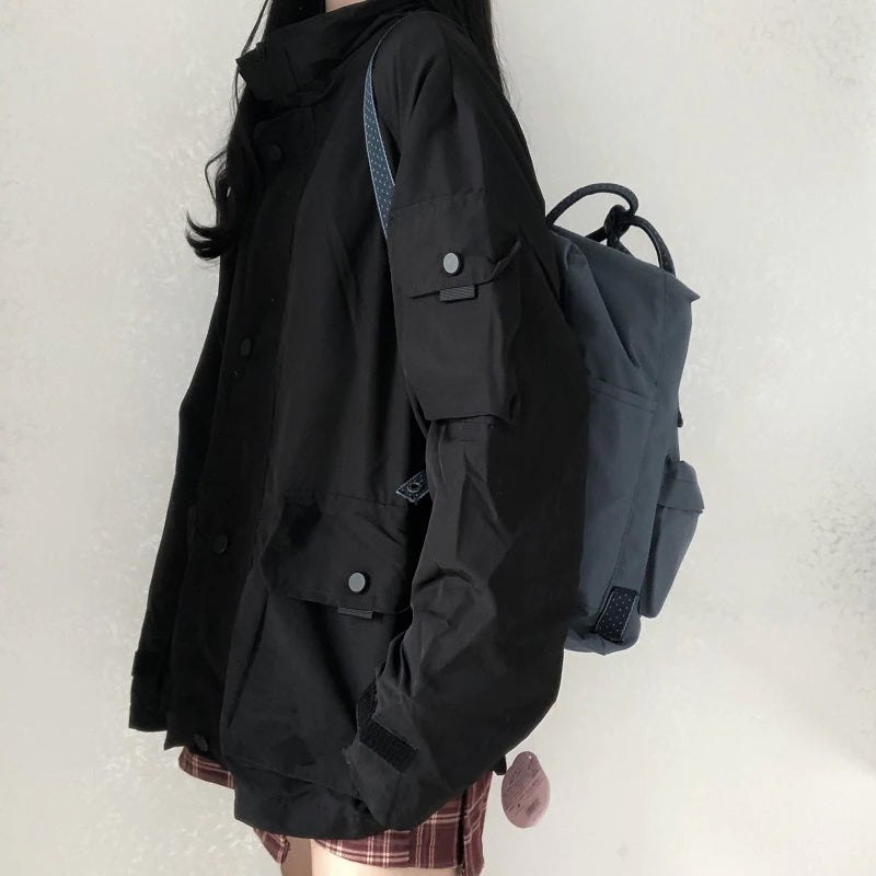 Loose Long Sleeve Solid Cargo Pockets Jacket – Nada Outfit Land