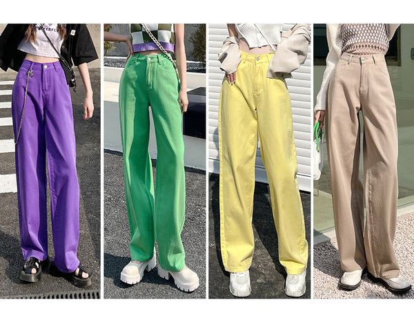 High Waist Pastel Colors Long Jeans Pants – Nada Outfit Land