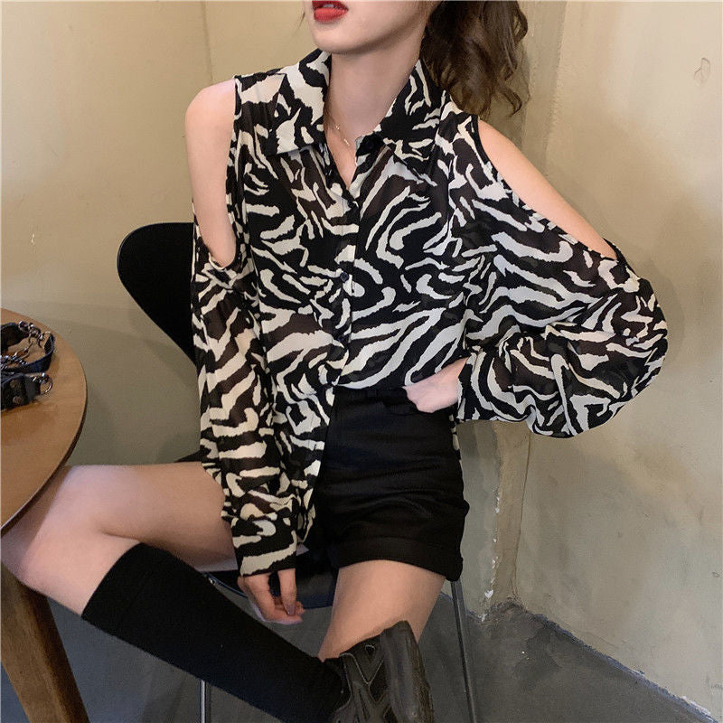 Loose Off Shoulder Chiffon Blouse Shirts – Nada Outfit Land